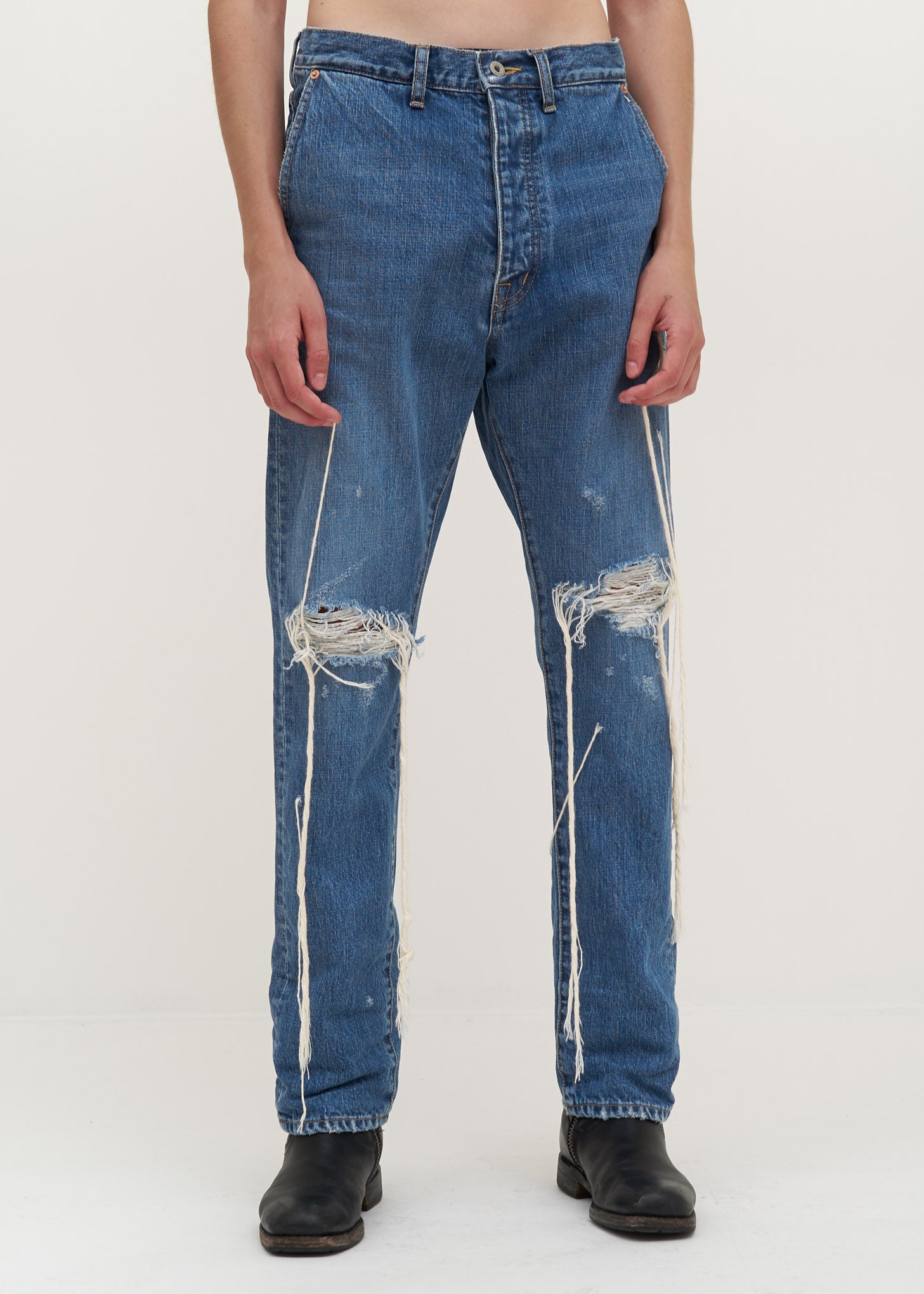 Blue Too Much Damage Denim Pants – 017 Shop