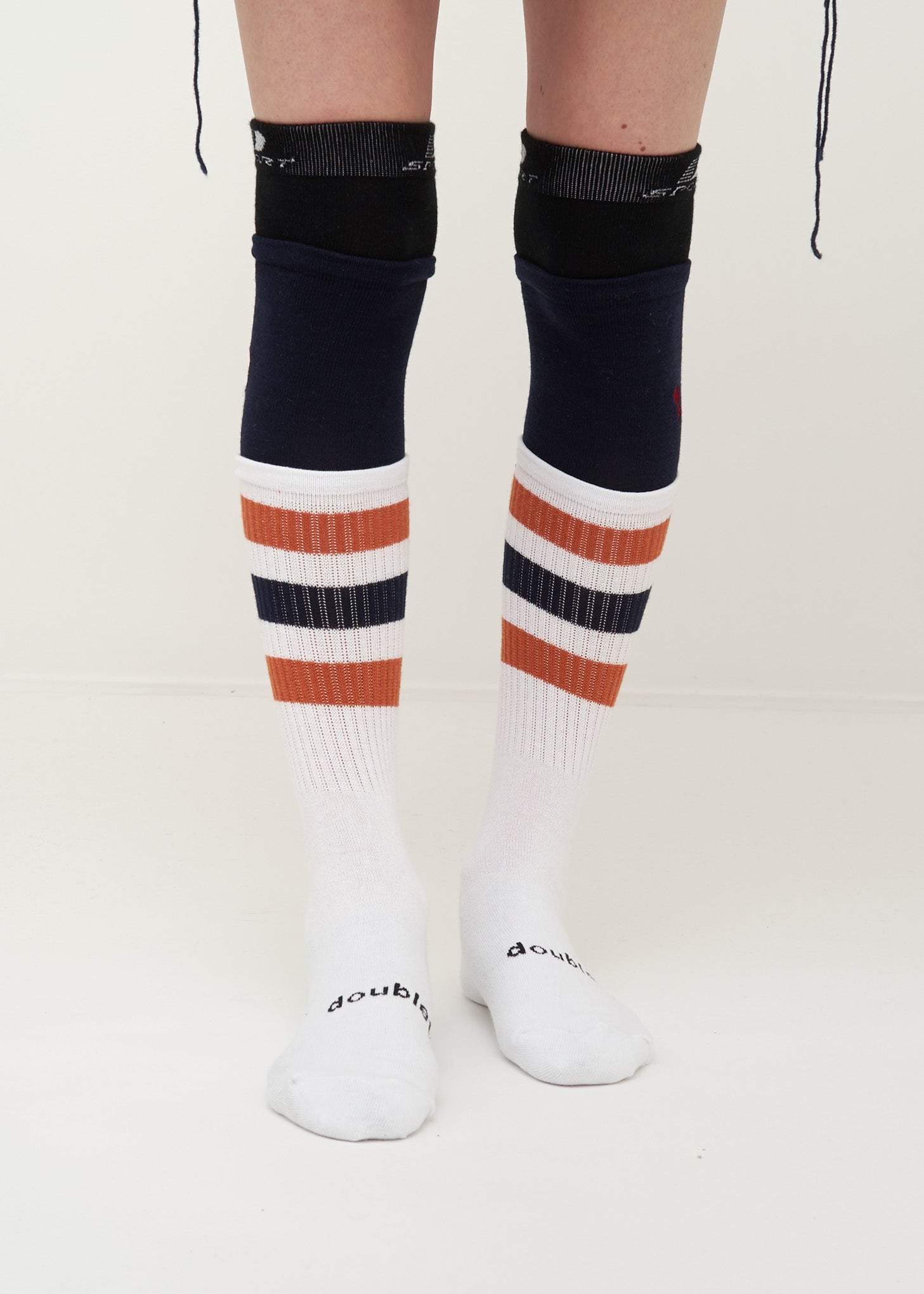 White Layered Border Socks – 017 Shop