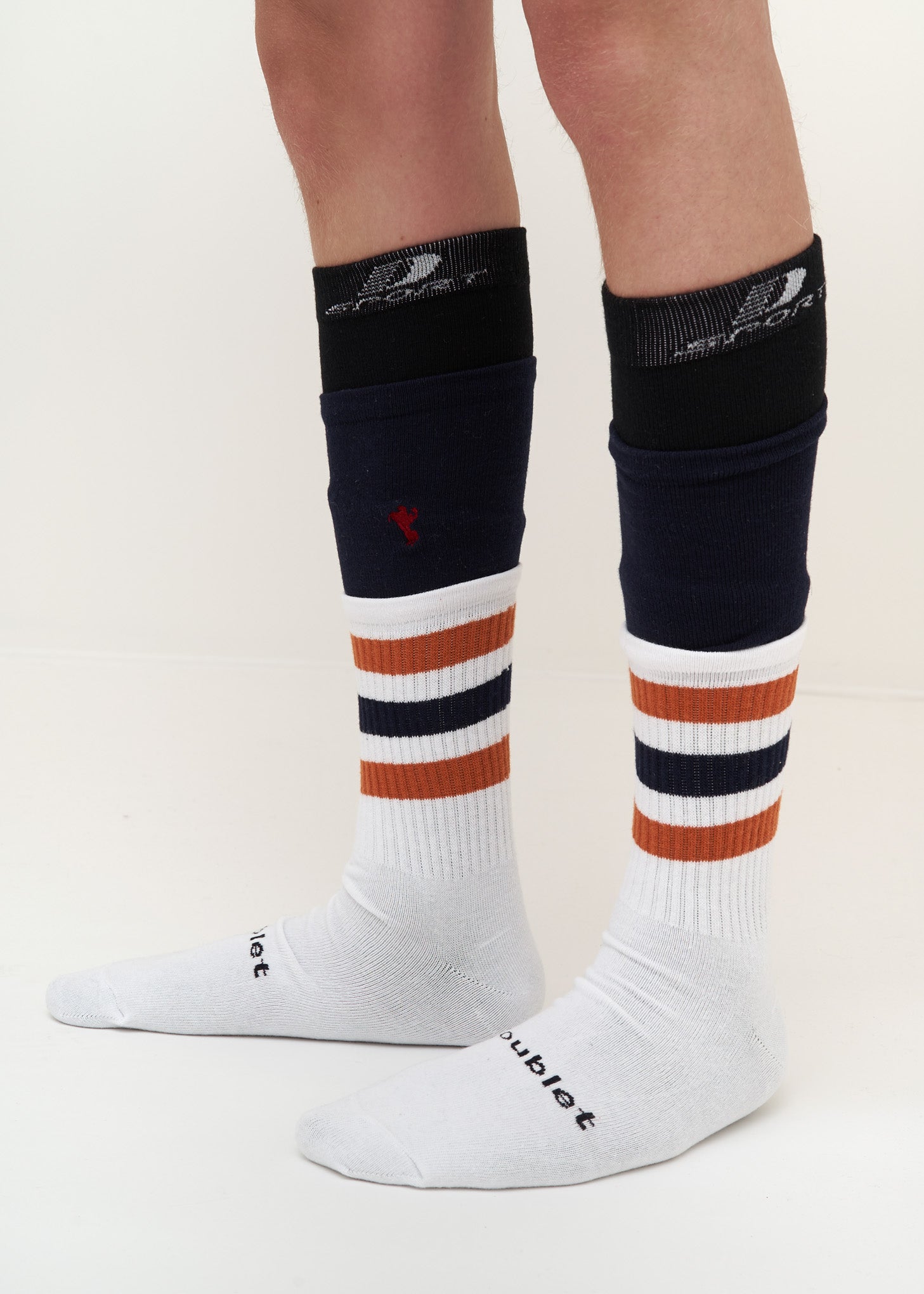 White Layered Border Socks – 017 Shop