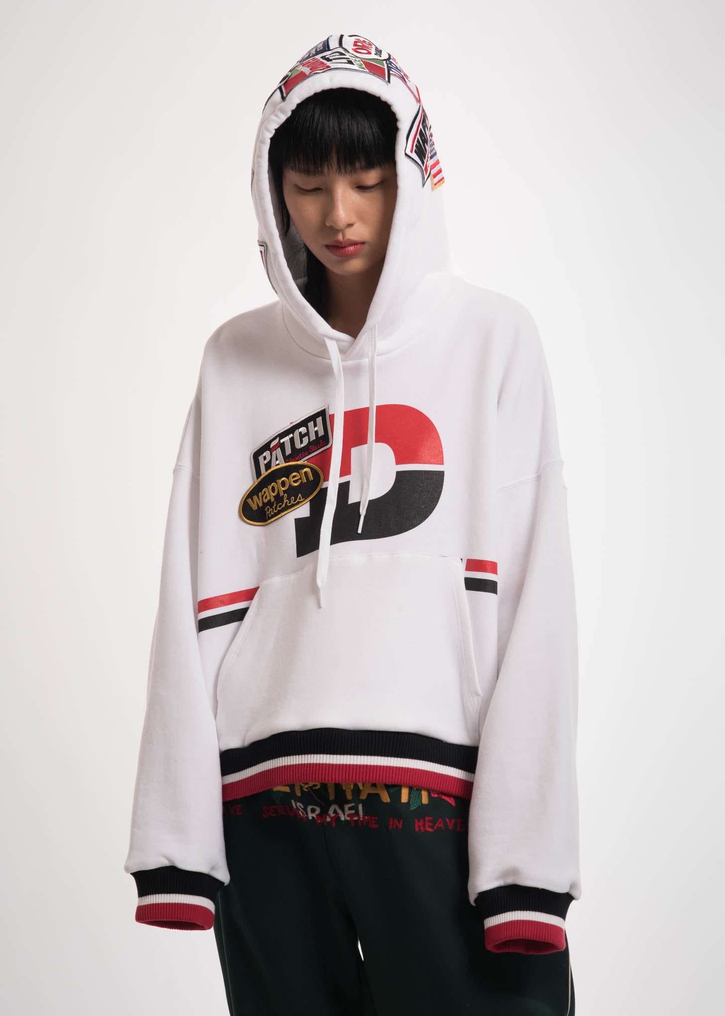 White Caos Patches Hoodie – 017 Shop