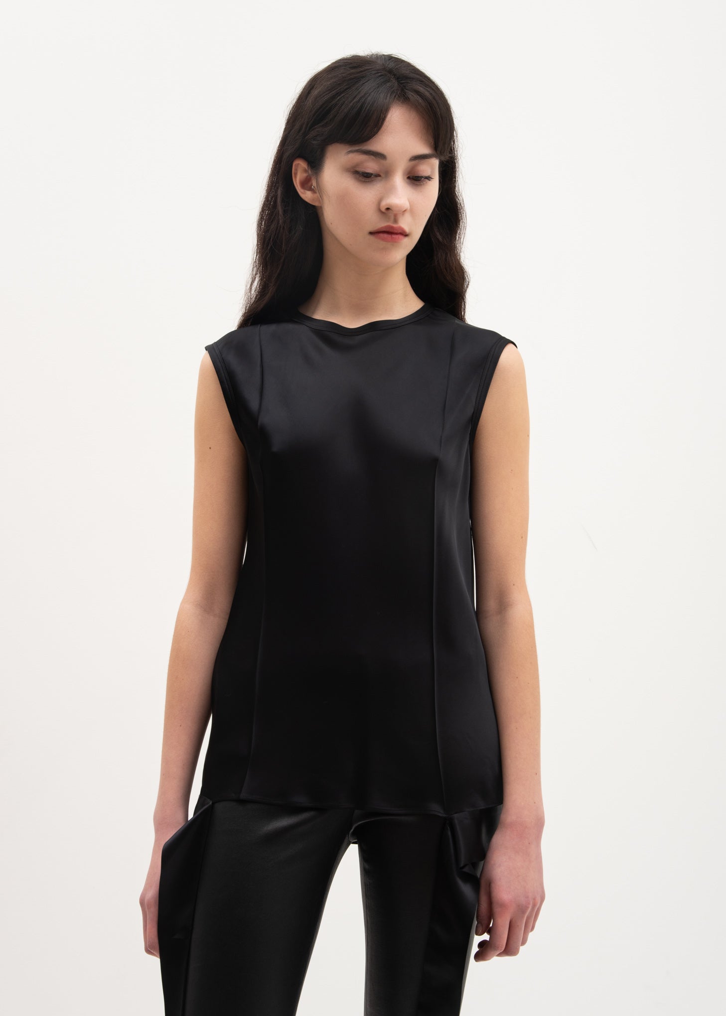 Black Hem Drape Tank Top – 017 Shop