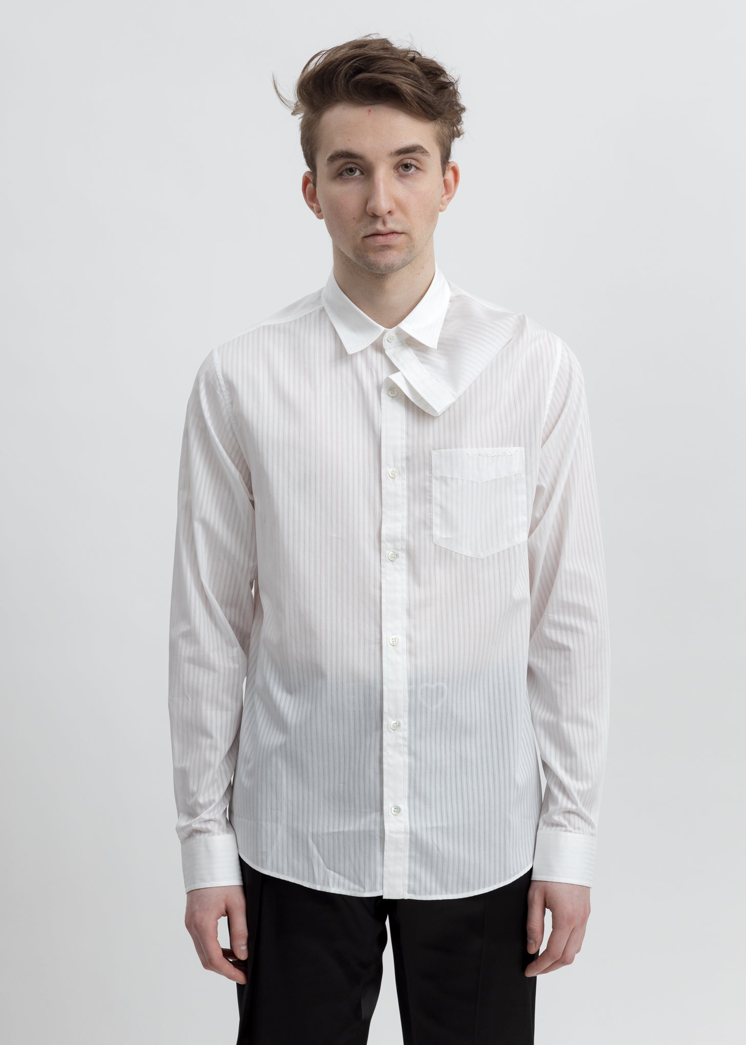 White Asymmetric Collar Shirt – 017 Shop