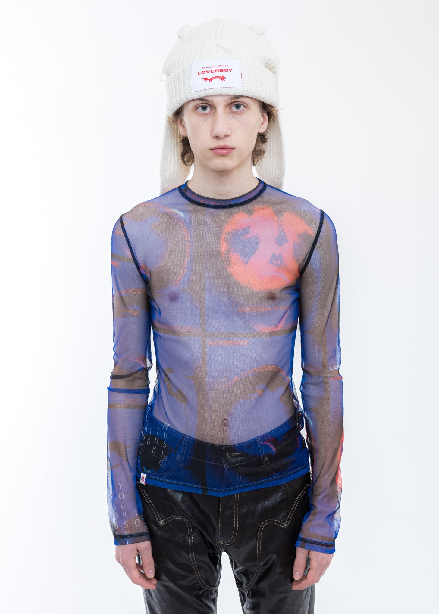 Blue GEORGE ALLAN PRINT Mesh Long Sleeve – 017 Shop