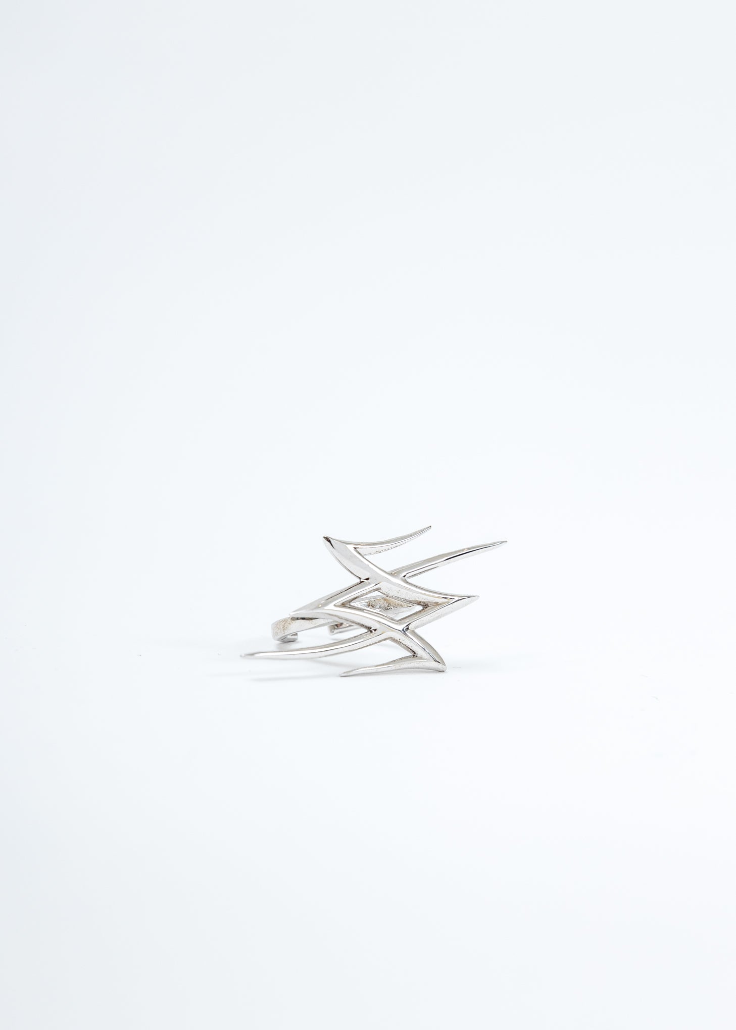 Silver Horizontal Spike Logo Ring – 017 Shop