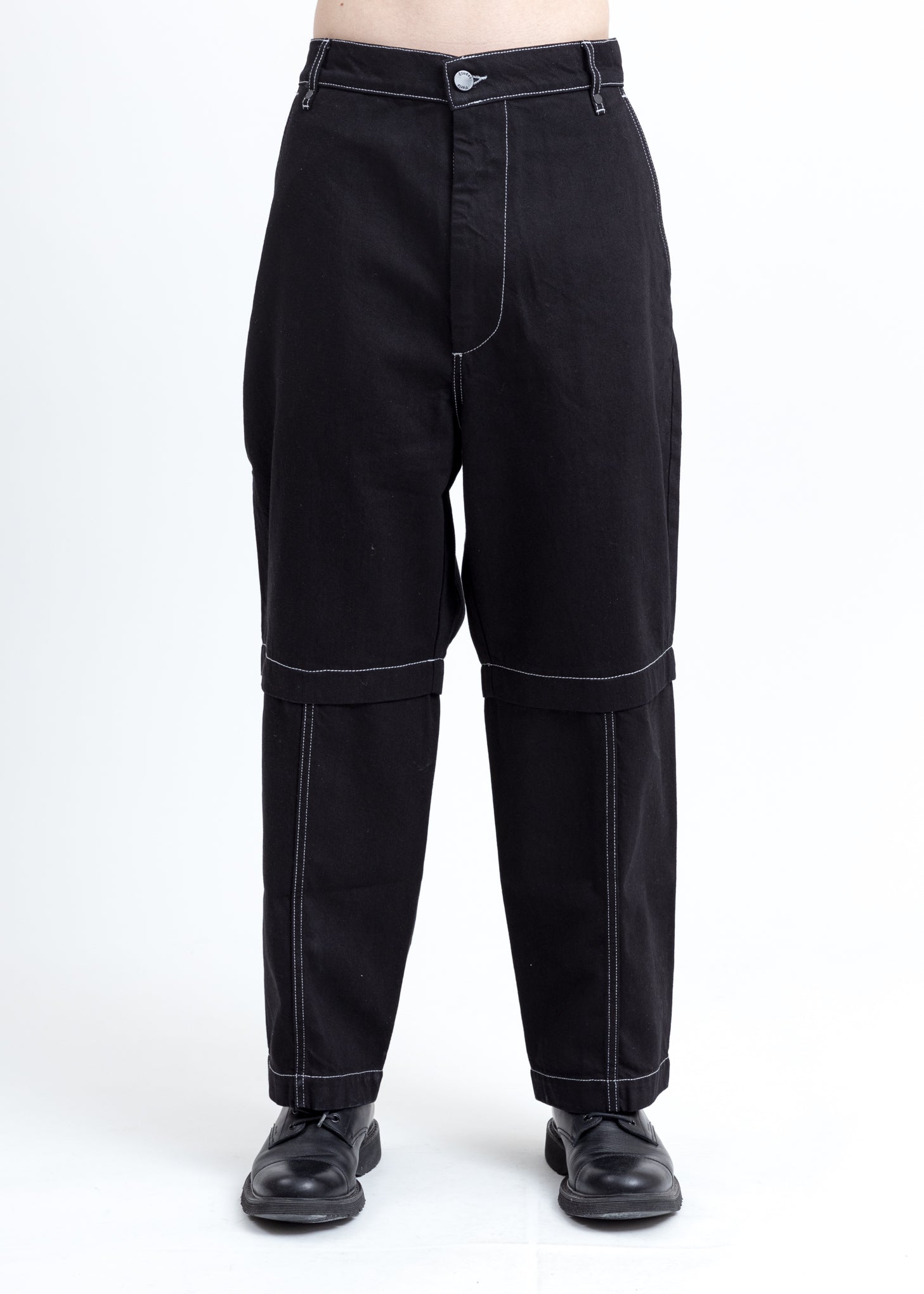 Black Track Contrast Denim Pants – 017 Shop