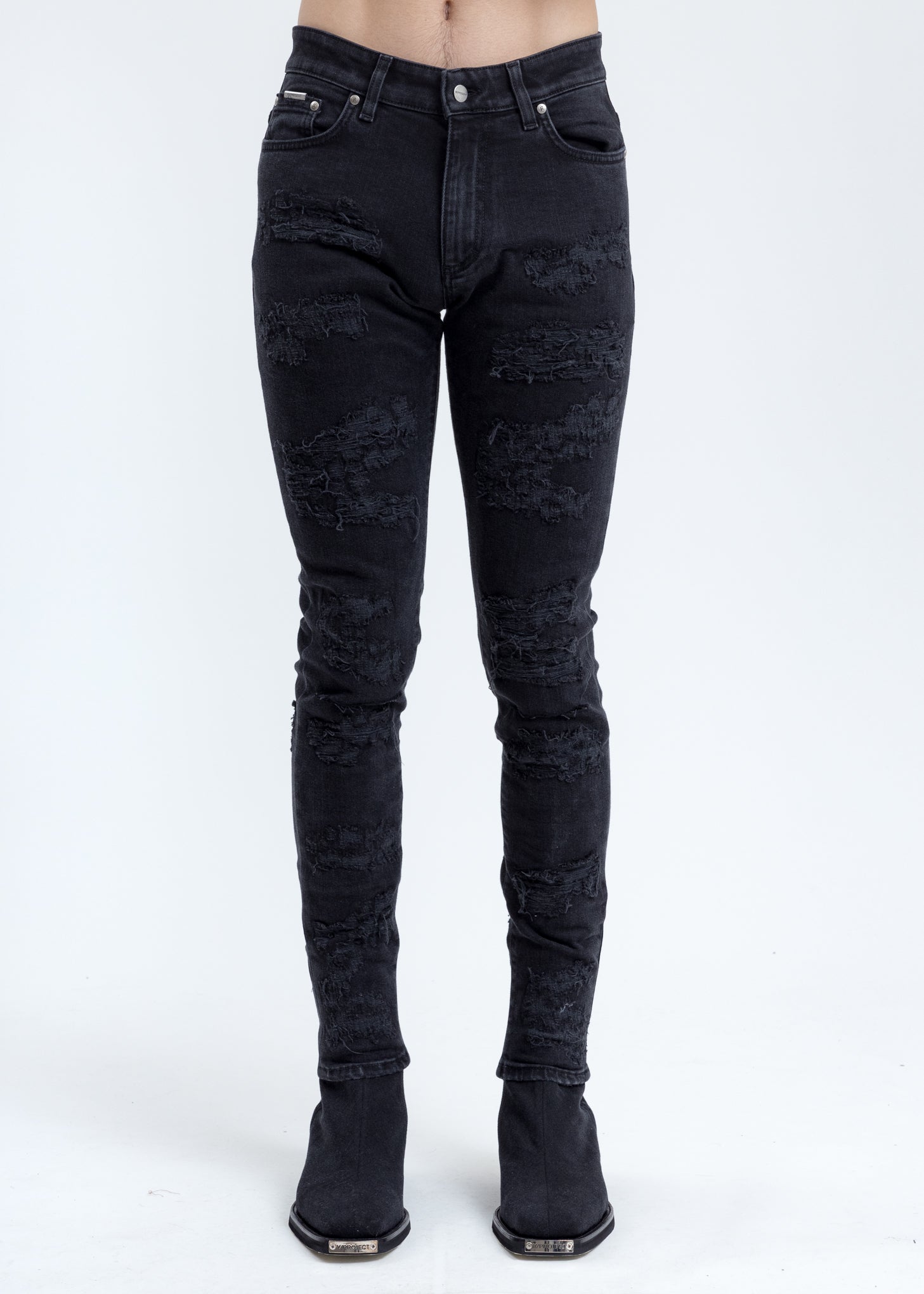 Black Shredded Denim Jeans – 017 Shop