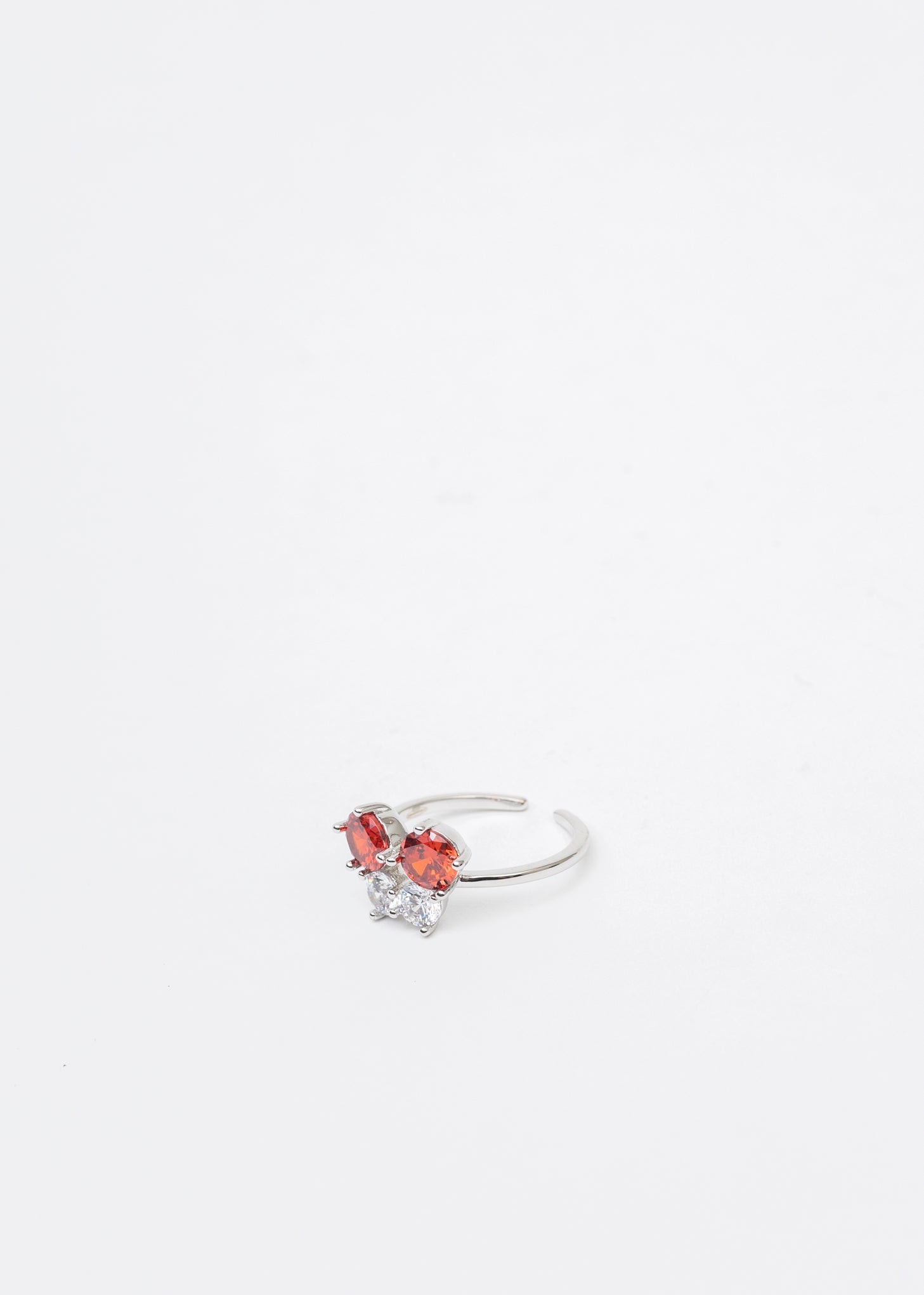 Silver Rhinestone Red Cherries Ring – 017 Shop