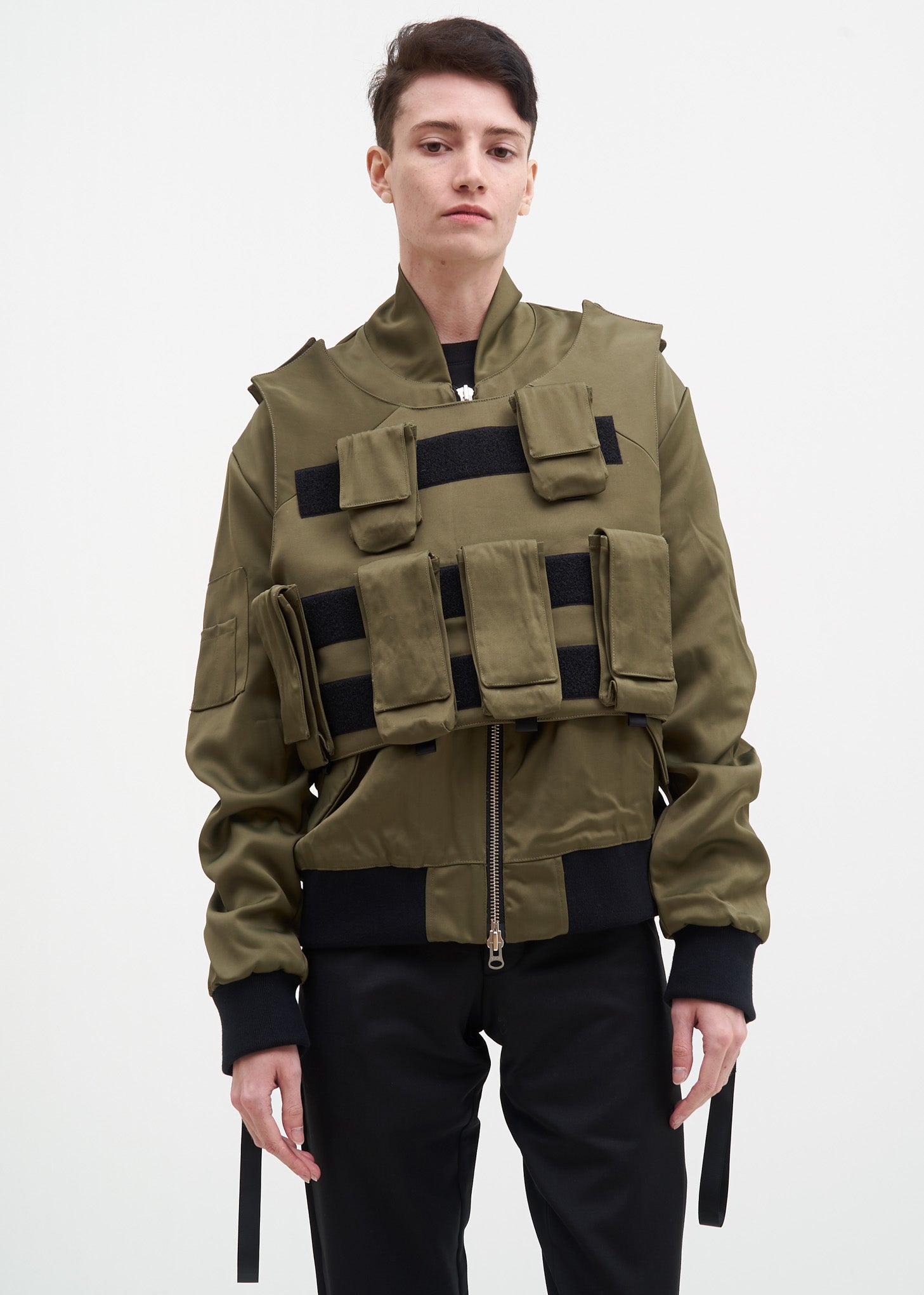 Olive Bomber w/ Removable Tactical Vest – 017 Shop