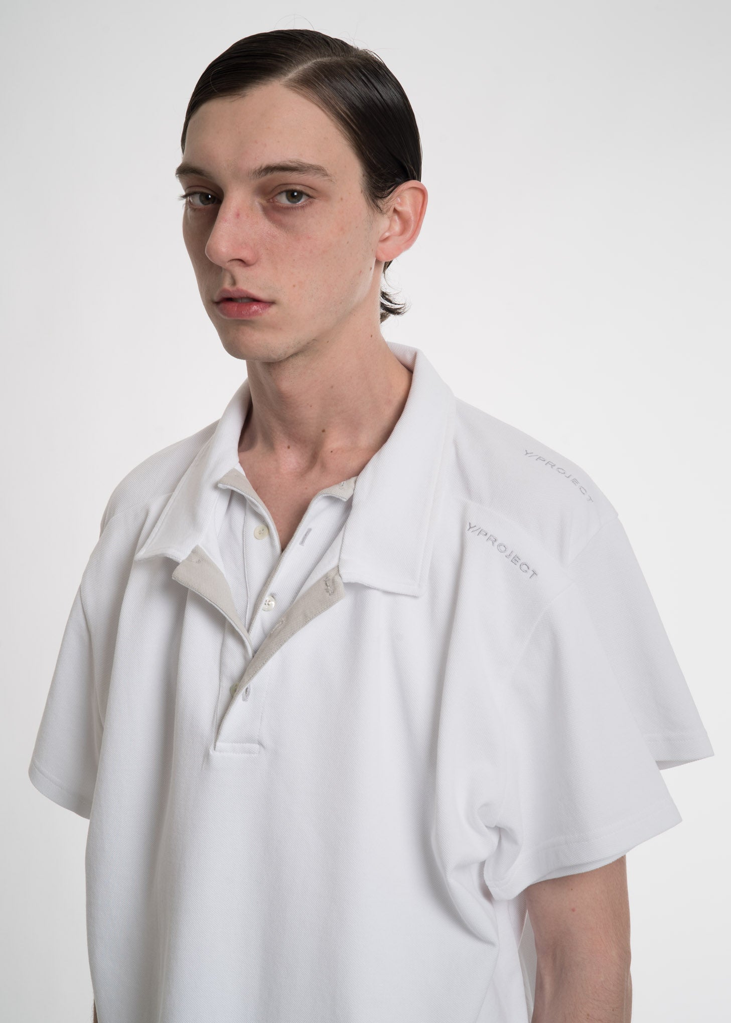 White Double Layer Polo – 017 Shop
